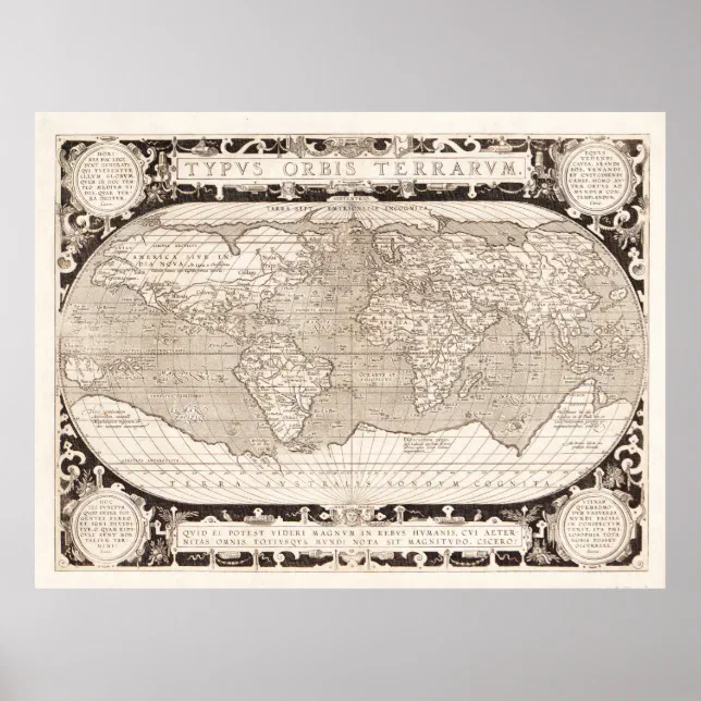 Typvs Orbis Terrarvm World Map by Ortelius (1628) Poster | Zazzle