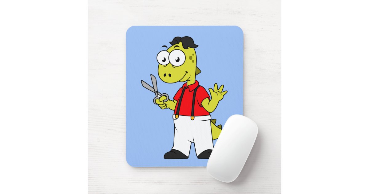 Tyrannosaurus Rex Barber With Scissors. Mouse Pad | Zazzle