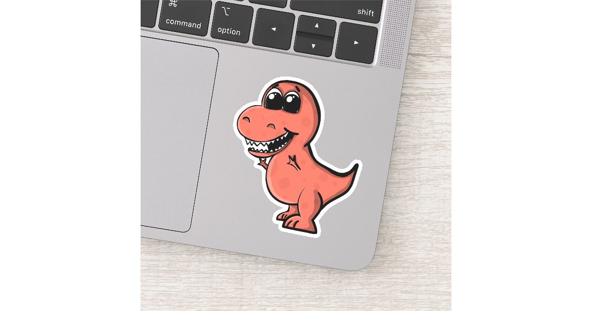 Tyrannosaurus Rex Cute Illustrated Red Dinosaur Sticker | Zazzle
