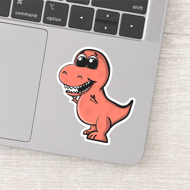 Tyrannosaurus Rex Cute Illustrated Red Dinosaur Sticker | Zazzle