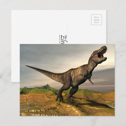 Tyrannosaurus rex dinosaur - 3D render Postcard | Zazzle