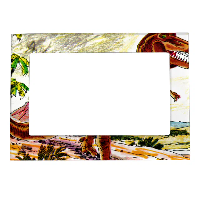 Tyrannosaurus Rex Dinosaur Magnetic Photo Frame | Zazzle