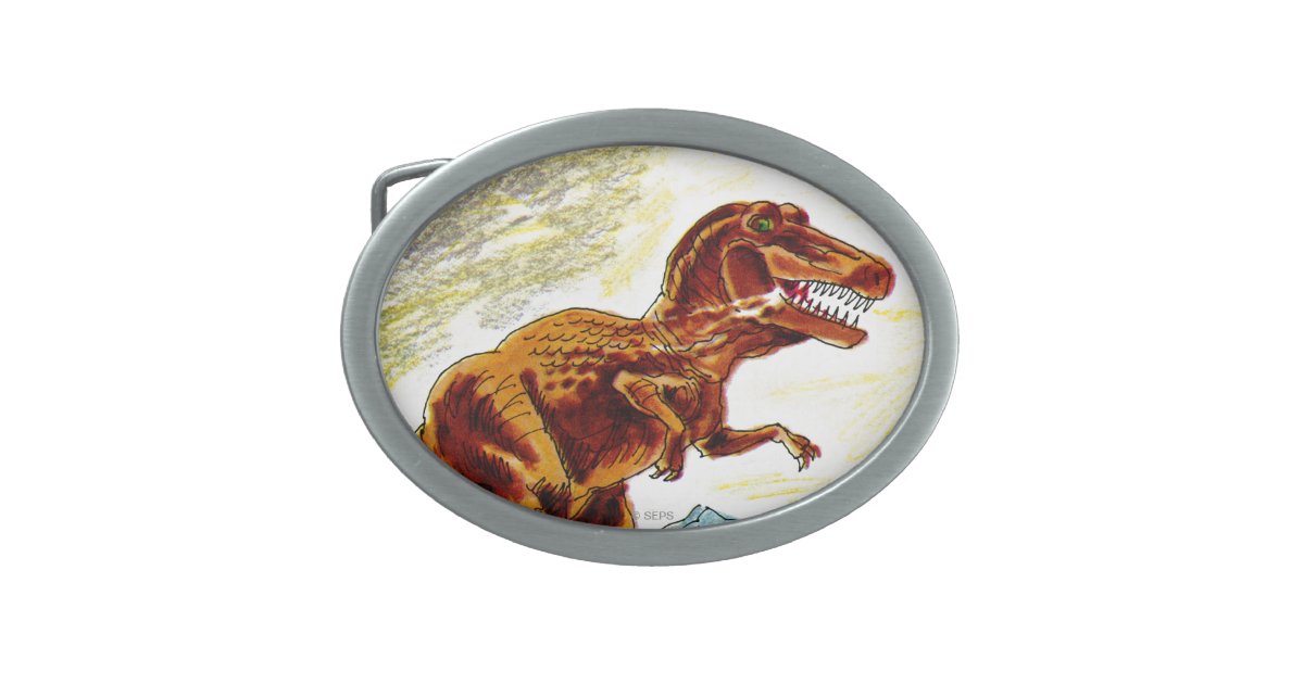 Tyrannosaurus Rex Dinosaur Oval Belt Buckle | Zazzle