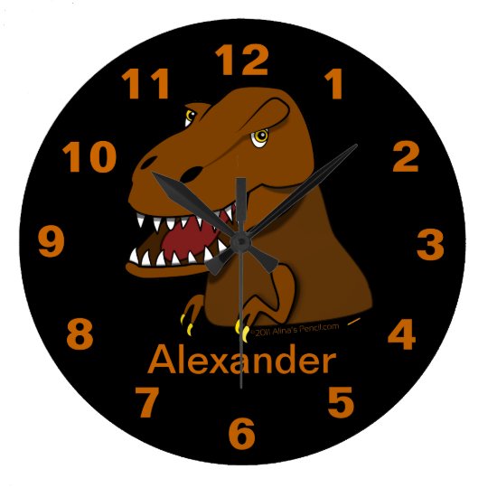 Tyrannosaurus Rex Dinosaur Personalized Name Clock | Zazzle.com