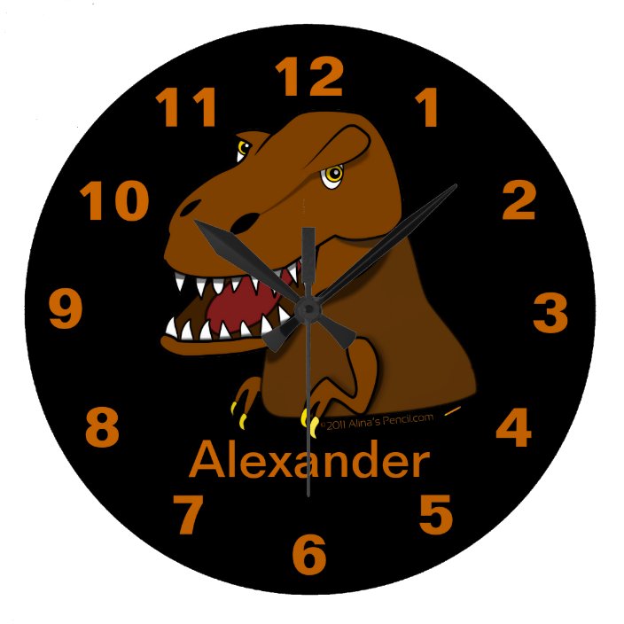 Tyrannosaurus Rex Dinosaur Personalized Name Clock | Zazzle.com