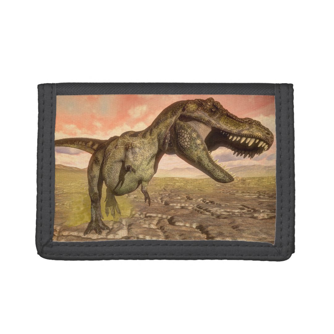 Tyrannosaurus rex dinosaur roaring tri-fold wallet | Zazzle