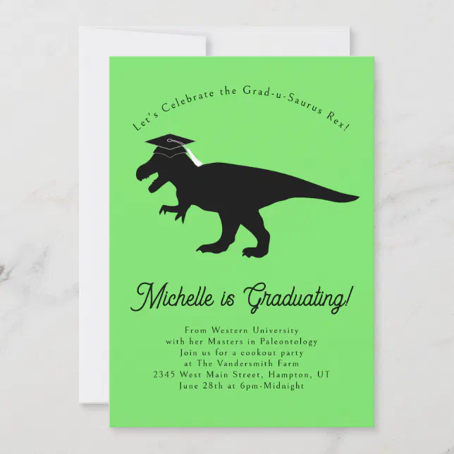 Tyrannosaurus Rex T-Rex Dinosaur Graduation Party Invitation | Zazzle