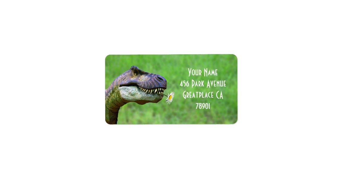 Tyrannosaurus Rex with Flower Address Label | Zazzle