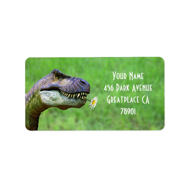 Tyrannosaurus Rex with Flower Address Label | Zazzle