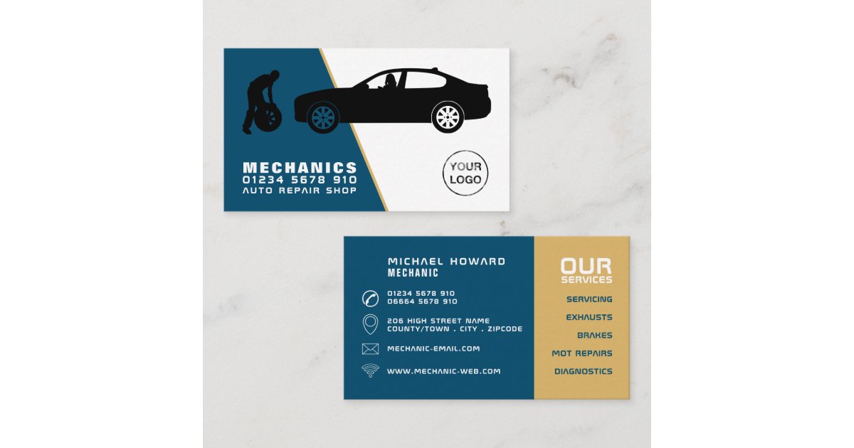 Tyre Change, Auto Mechanic & Repairs Business Card | Zazzle
