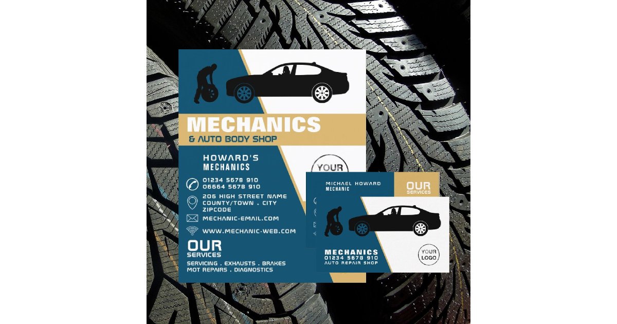 Tyre Change, Auto Mechanic & Repairs Business Card | Zazzle