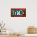 TYSON License Plate Lettering Name Sign Poster | Zazzle