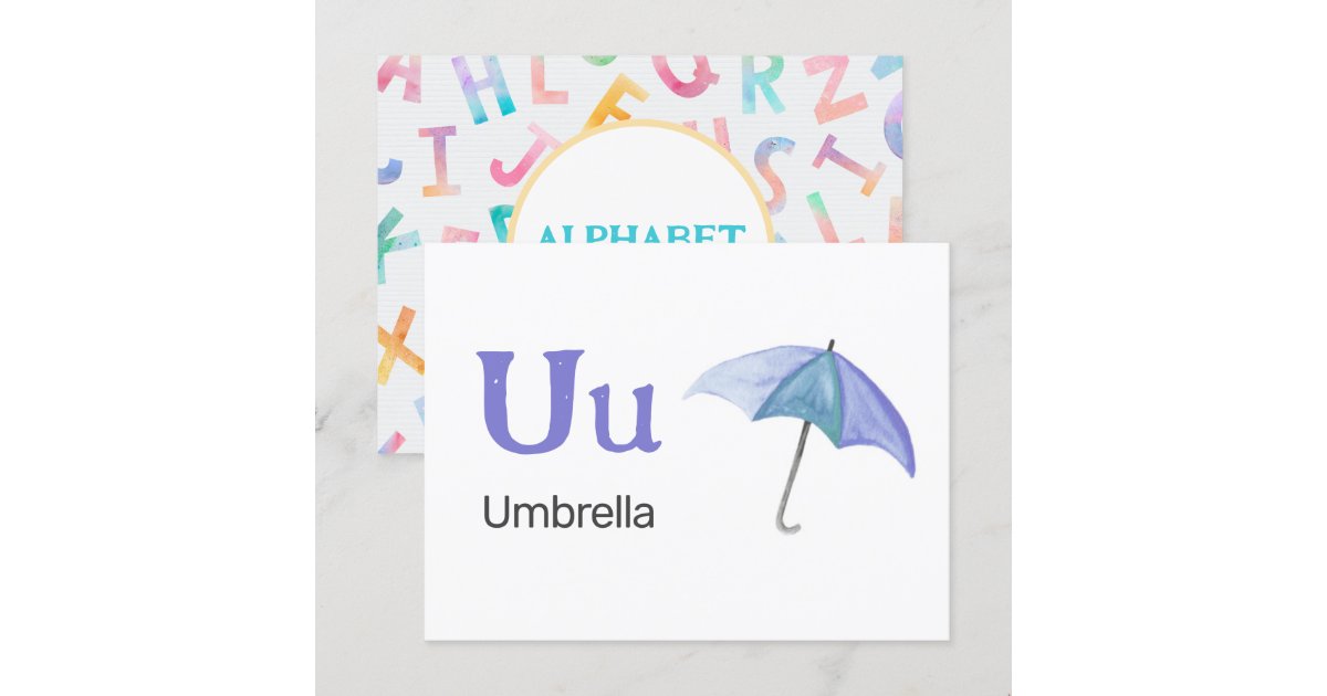 U is for Umbrella - Alphabet Flash Card | Zazzle