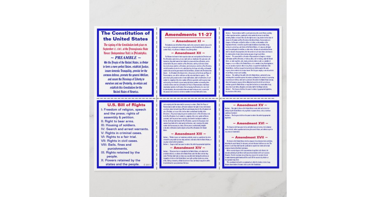 U.S. Amendments 11-27 Pocket Pamphlet / Bookmark Flyer | Zazzle
