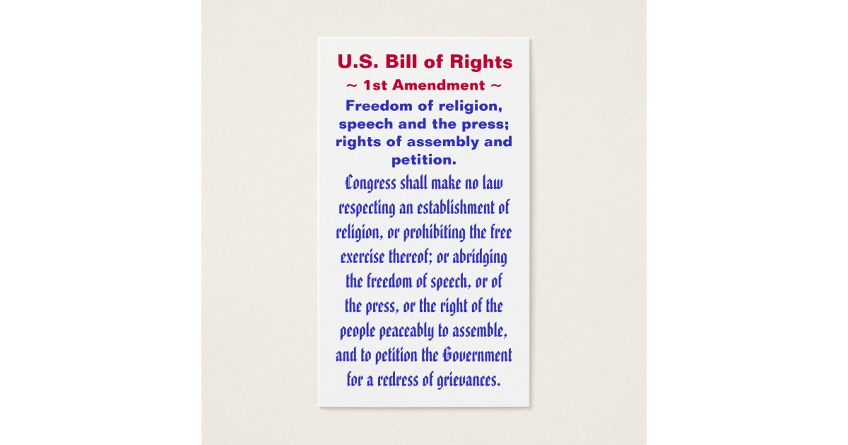 U.S. Bill of Rights, ~ First (1st) Amendment ~ | Zazzle