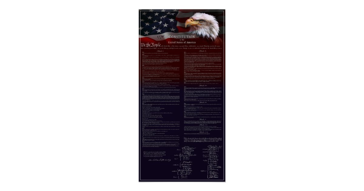 U.S. CONSTITUTION White Pinline Border Poster | Zazzle