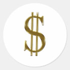 Gold Dollar Sign Classic Round Sticker | Zazzle.com