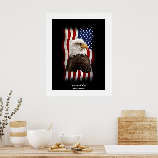 U.S. Flag & Bald Eagle Patriotic Poster Print | Zazzle