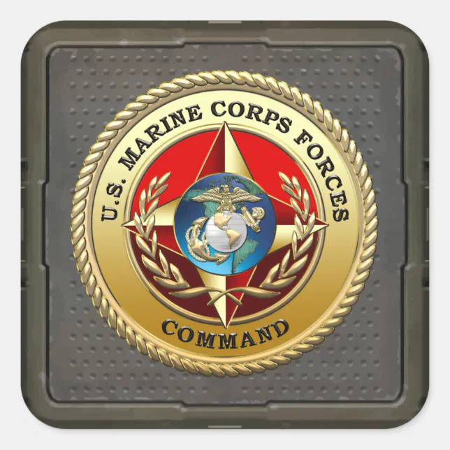 U.S. Marine Corps Forces Command (MARFORCOM) [3D] Square Sticker | Zazzle