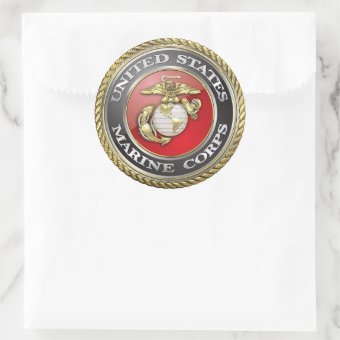 U.S. Marine Corps (USMC) Emblem [3D] Classic Round Sticker | Zazzle
