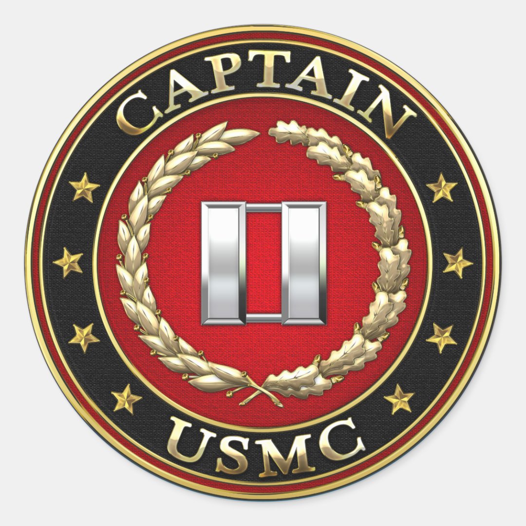 U.S. Marines: Captain (USMC Capt) [3D] Classic Round Sticker | Zazzle