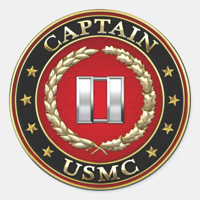 U.S. Marines: Captain (USMC Capt) [3D] Classic Round Sticker | Zazzle