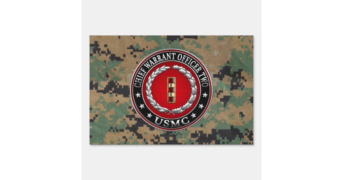 U S Marines Chief Warrant Two Usmc Cwo 2 [3d] Sign Zazzle