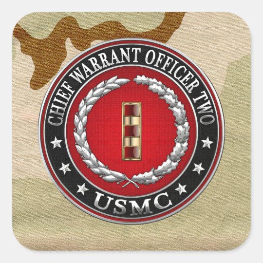 U.S. Marines: Chief Warrant Two (USMC CWO-2) [3D] Square Sticker ...