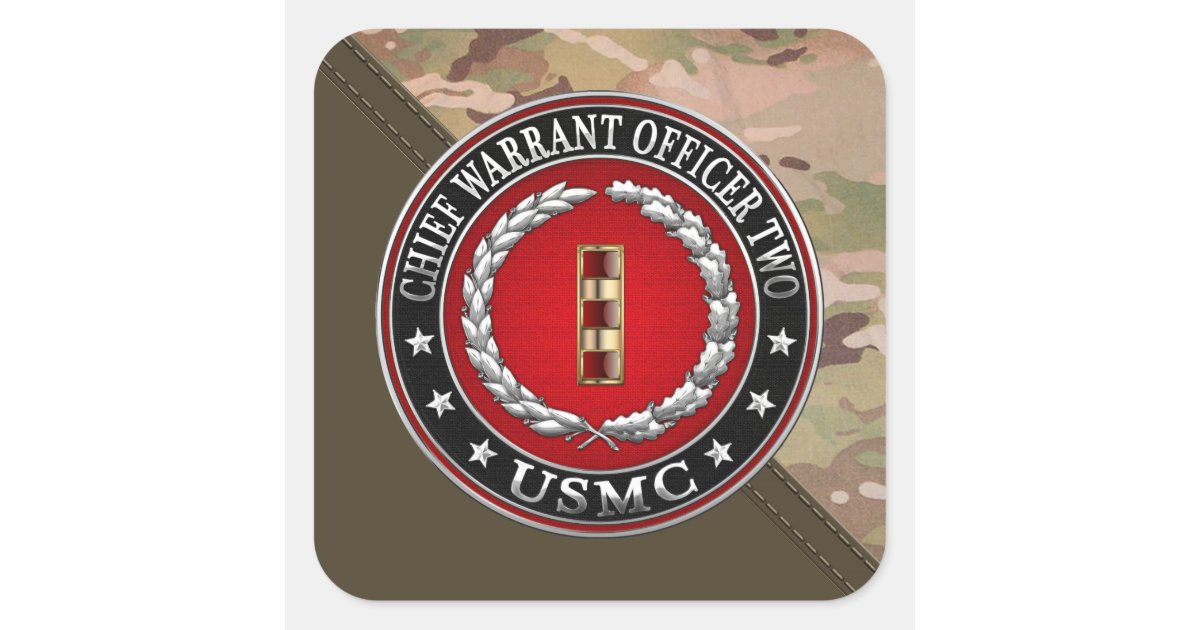 U.S. Marines: Chief Warrant Two (USMC CWO-2) [3D] Square Sticker | Zazzle