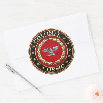 U.S. Marines: Colonel (USMC Col) [3D] Classic Round Sticker | Zazzle