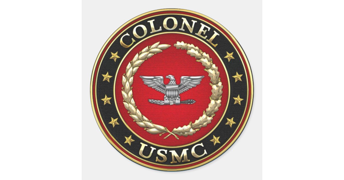 U.S. Marines: Colonel (USMC Col) [3D] Classic Round Sticker | Zazzle