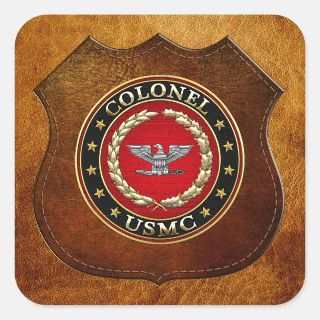 U.S. Marines: Colonel (USMC Col) [3D] Square Sticker | Zazzle