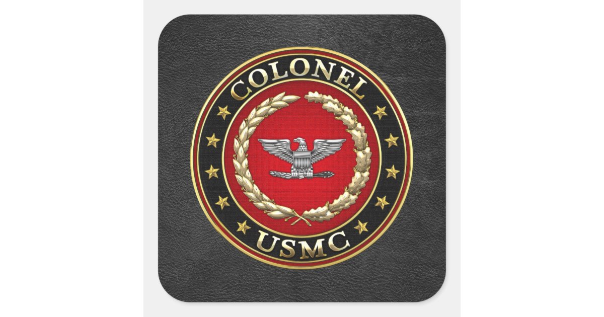 U.S. Marines: Colonel (USMC Col) [3D] Square Sticker | Zazzle