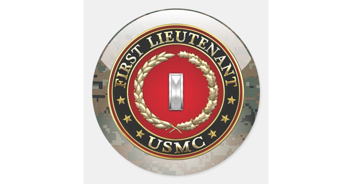 U.S. Marines: First Lieutenant (USMC 1stLt) [3D] Classic Round Sticker ...