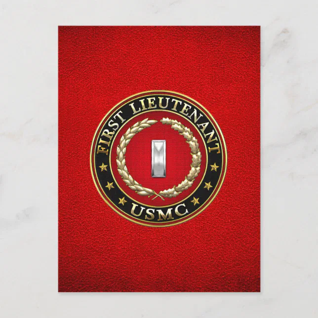 U.S. Marines: First Lieutenant (USMC 1stLt) [3D] Postcard | Zazzle