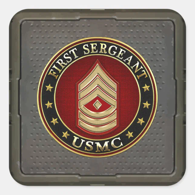 U.S. Marines: First Sergeant (USMC 1stSgt) [3D] Square Sticker | Zazzle