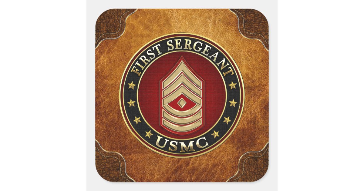 U.S. Marines: First Sergeant (USMC 1stSgt) [3D] Square Sticker | Zazzle