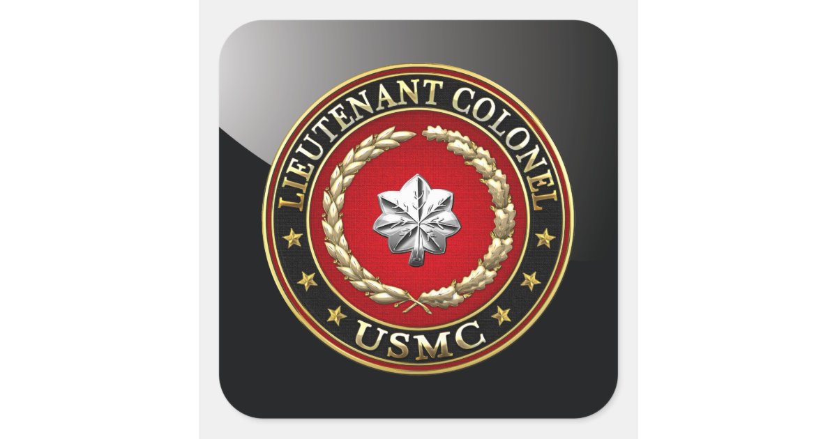 U.S. Marines: Lieutenant Colonel (USMC LtCol) [3D] Square Sticker | Zazzle