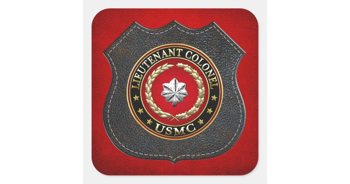 U.S. Marines: Lieutenant Colonel (USMC LtCol) [3D] Square Sticker | Zazzle