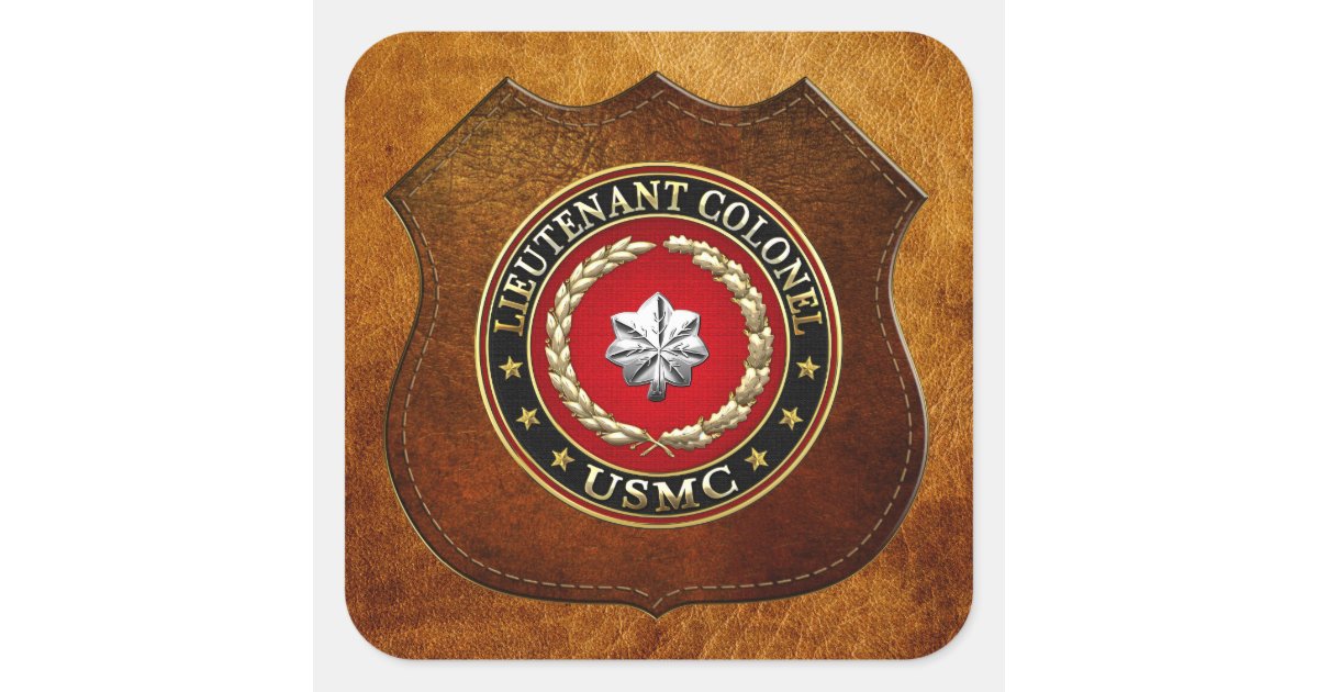 U.S. Marines: Lieutenant Colonel (USMC LtCol) [3D] Square Sticker | Zazzle