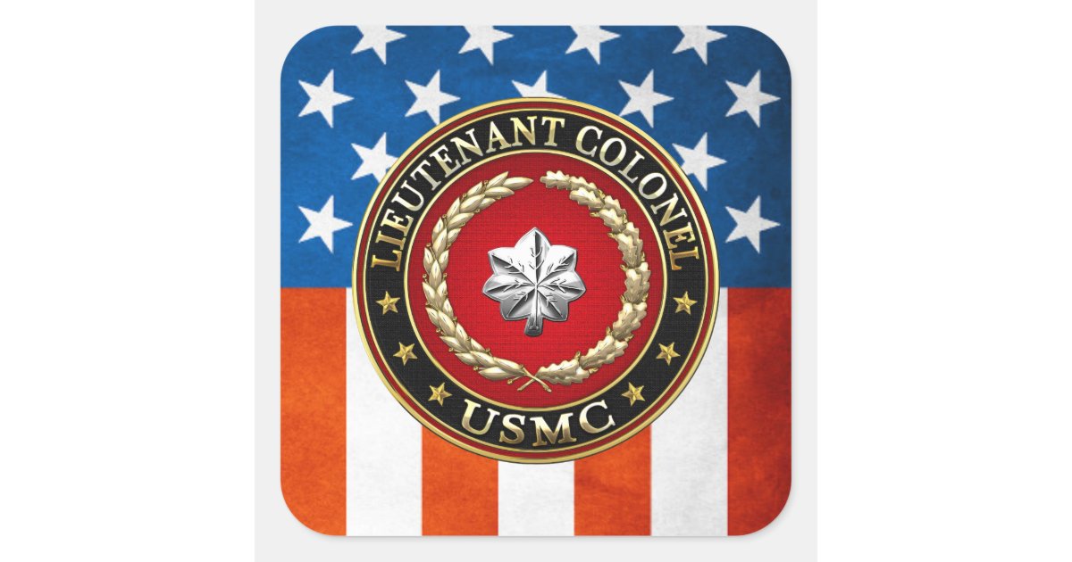U.S. Marines: Lieutenant Colonel (USMC LtCol) [3D] Square Sticker | Zazzle