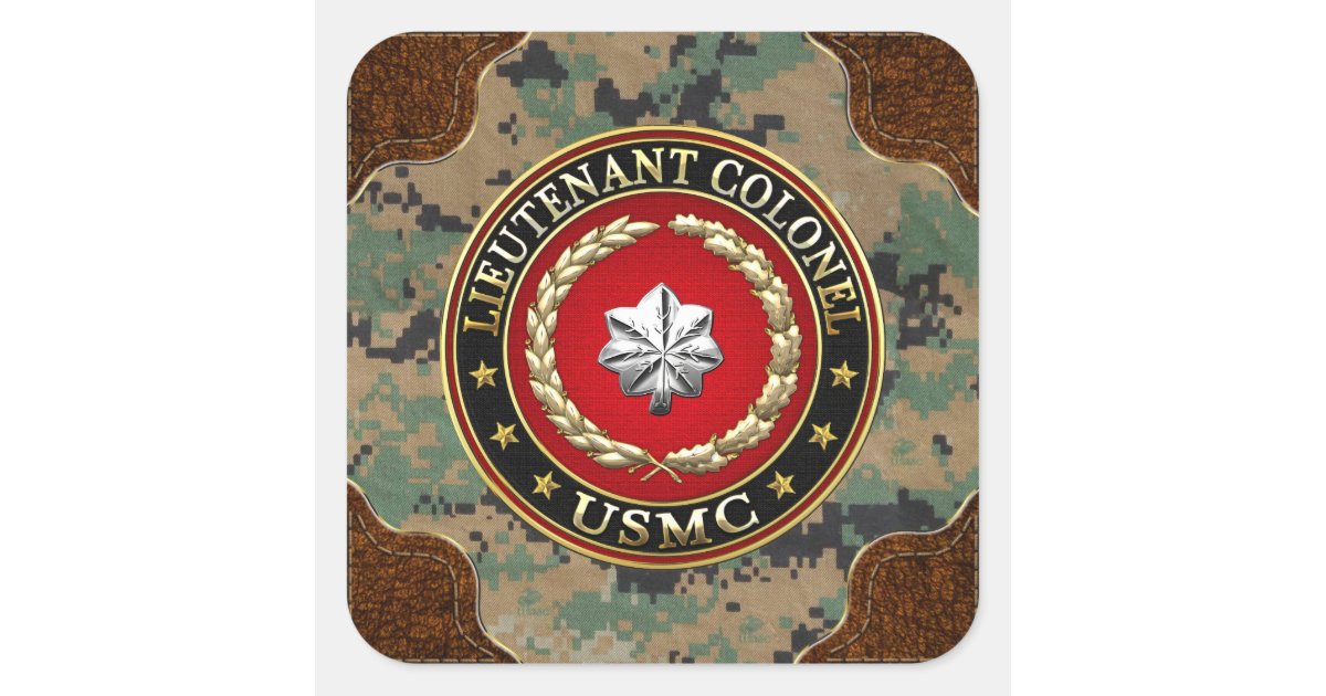 U.S. Marines: Lieutenant Colonel (USMC LtCol) [3D] Square Sticker | Zazzle