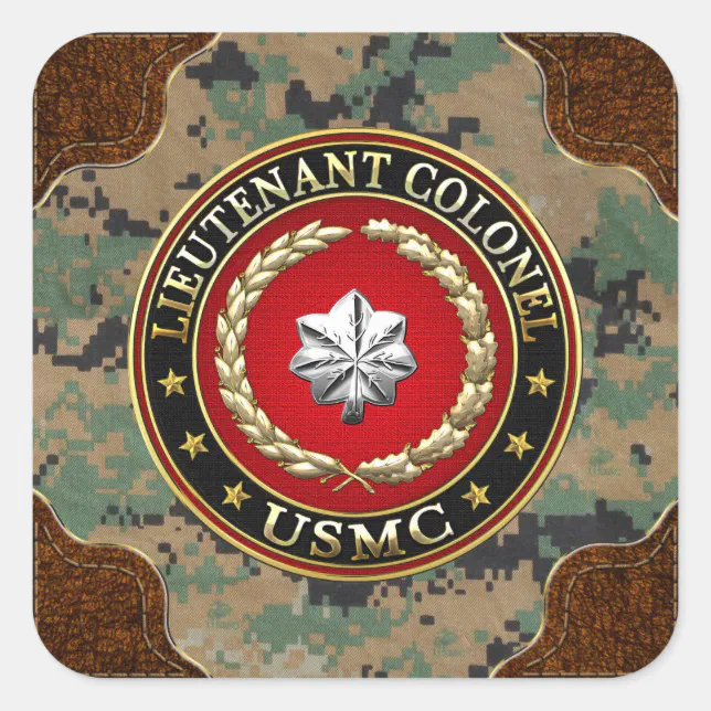 U.S. Marines: Lieutenant Colonel (USMC LtCol) [3D] Square Sticker | Zazzle