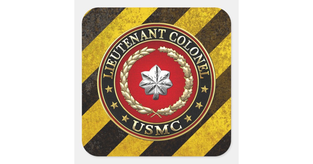 U.S. Marines: Lieutenant Colonel (USMC LtCol) [3D] Square Sticker | Zazzle