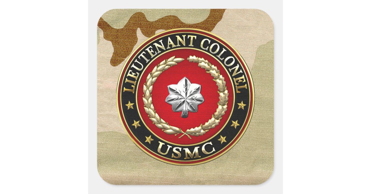 U.S. Marines: Lieutenant Colonel (USMC LtCol) [3D] Square Sticker | Zazzle