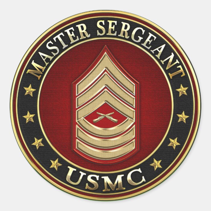 U.S. Marines: Master Sergeant (USMC MSgt) [3D] Classic Round Sticker ...