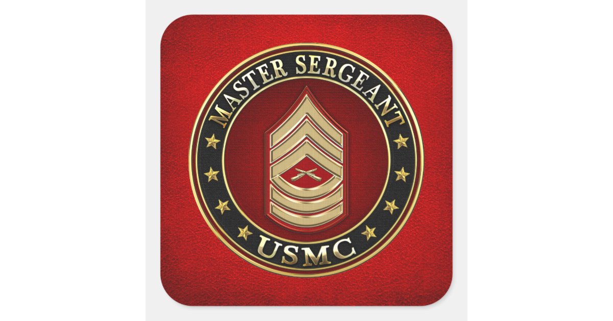 U.S. Marines: Master Sergeant (USMC MSgt) [3D] Square Sticker | Zazzle