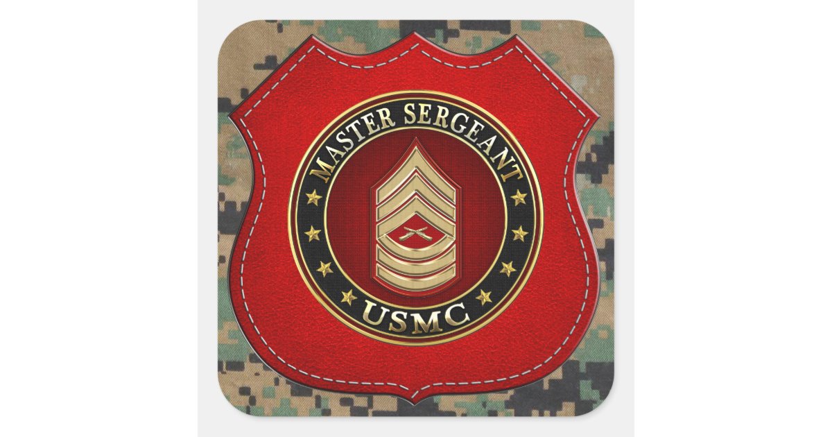 U.S. Marines: Master Sergeant (USMC MSgt) [3D] Square Sticker | Zazzle
