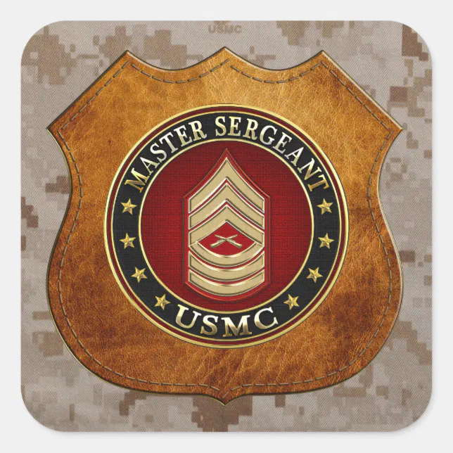 U.S. Marines: Master Sergeant (USMC MSgt) [3D] Square Sticker | Zazzle