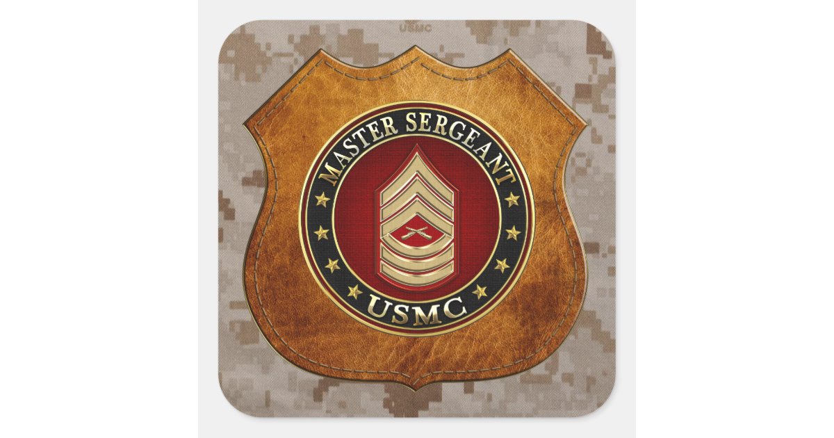 U.S. Marines: Master Sergeant (USMC MSgt) [3D] Square Sticker | Zazzle
